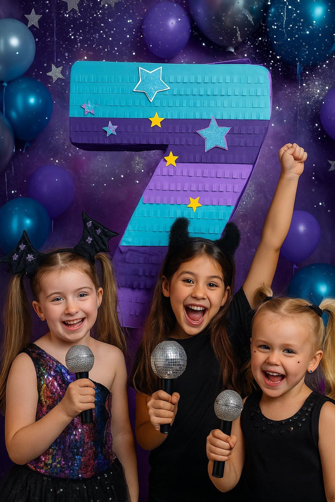 Number 7 Pinata, 20'' Tall, Purple Teal Birthday Party Decor - Etsy