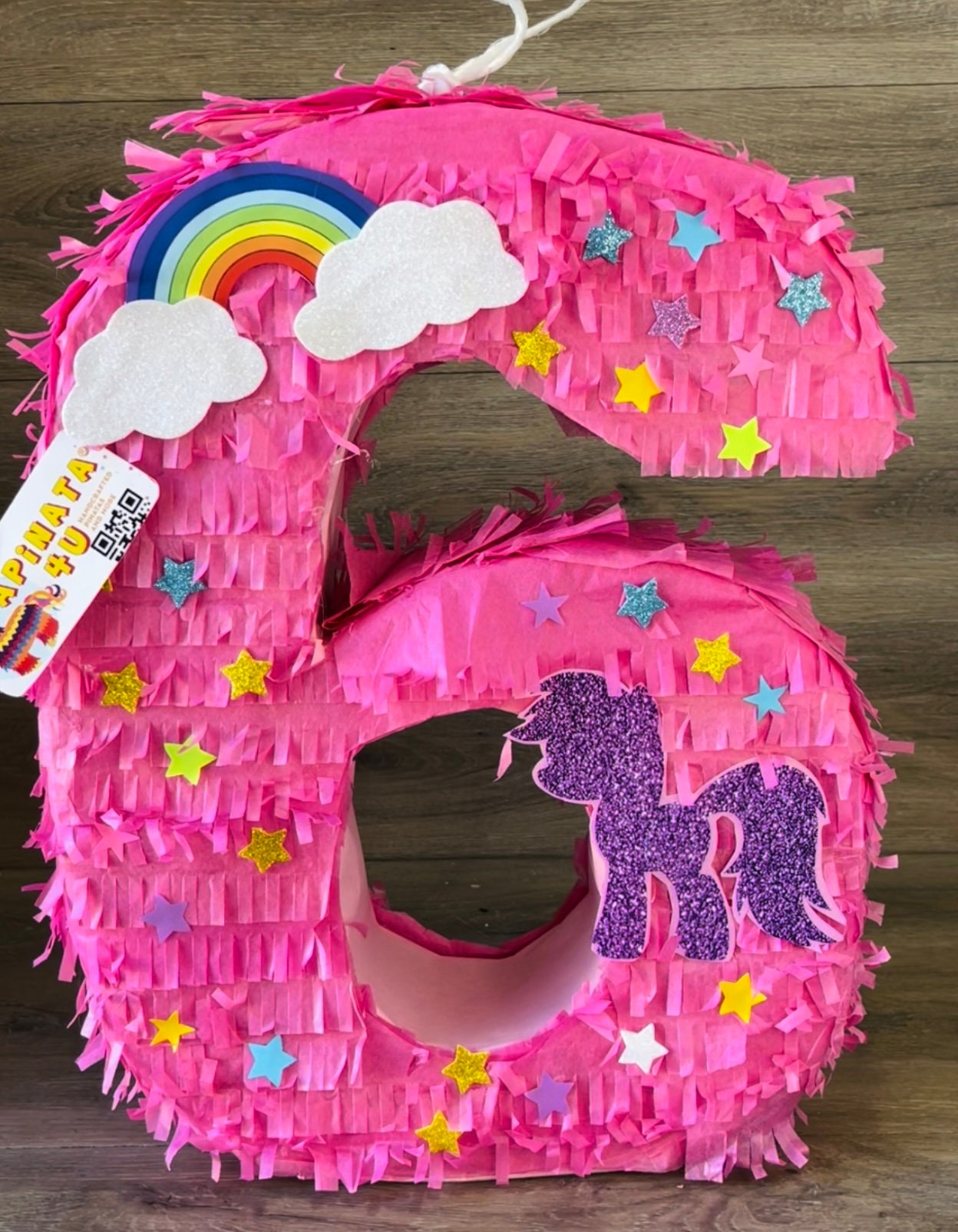 20” Tall Number Six Pinata Pony Themed Pink Color Pony Birthday Party ...