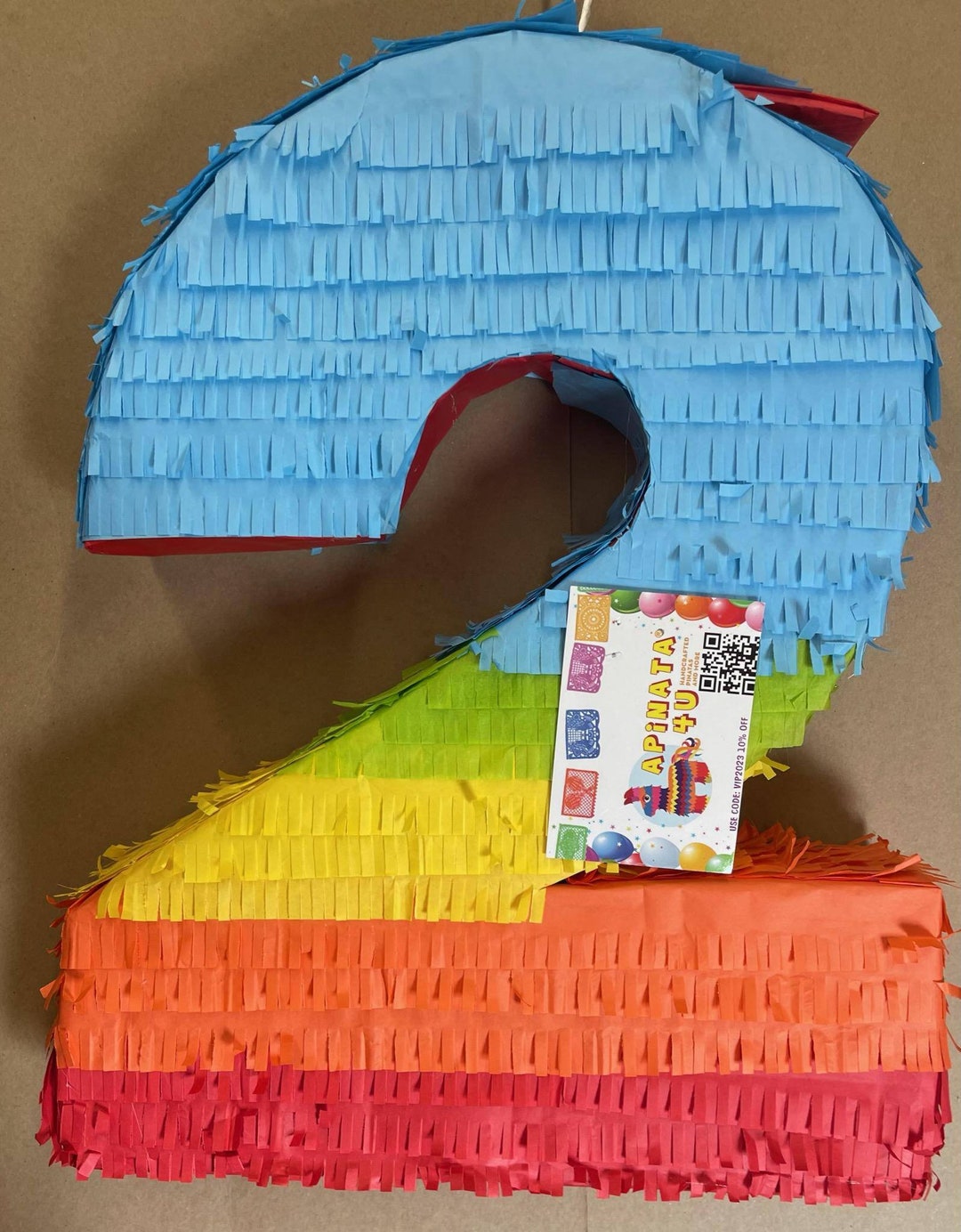 20'' Tall Number Two Piñata Multicolor Second Birthday Party Supplies ...