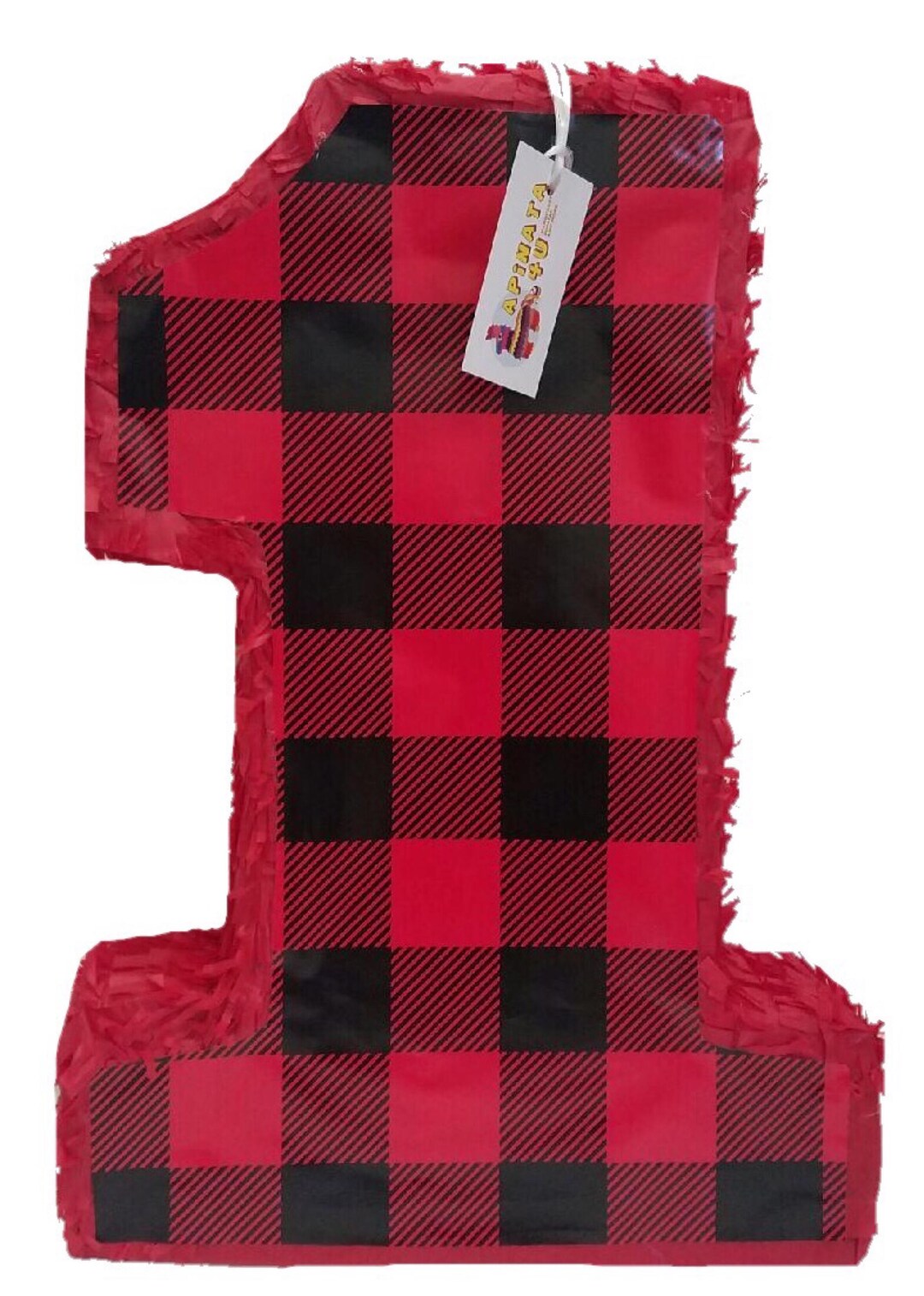 New Plaid Number One Pinata Red & Black Color for Lumberjack Theme ...