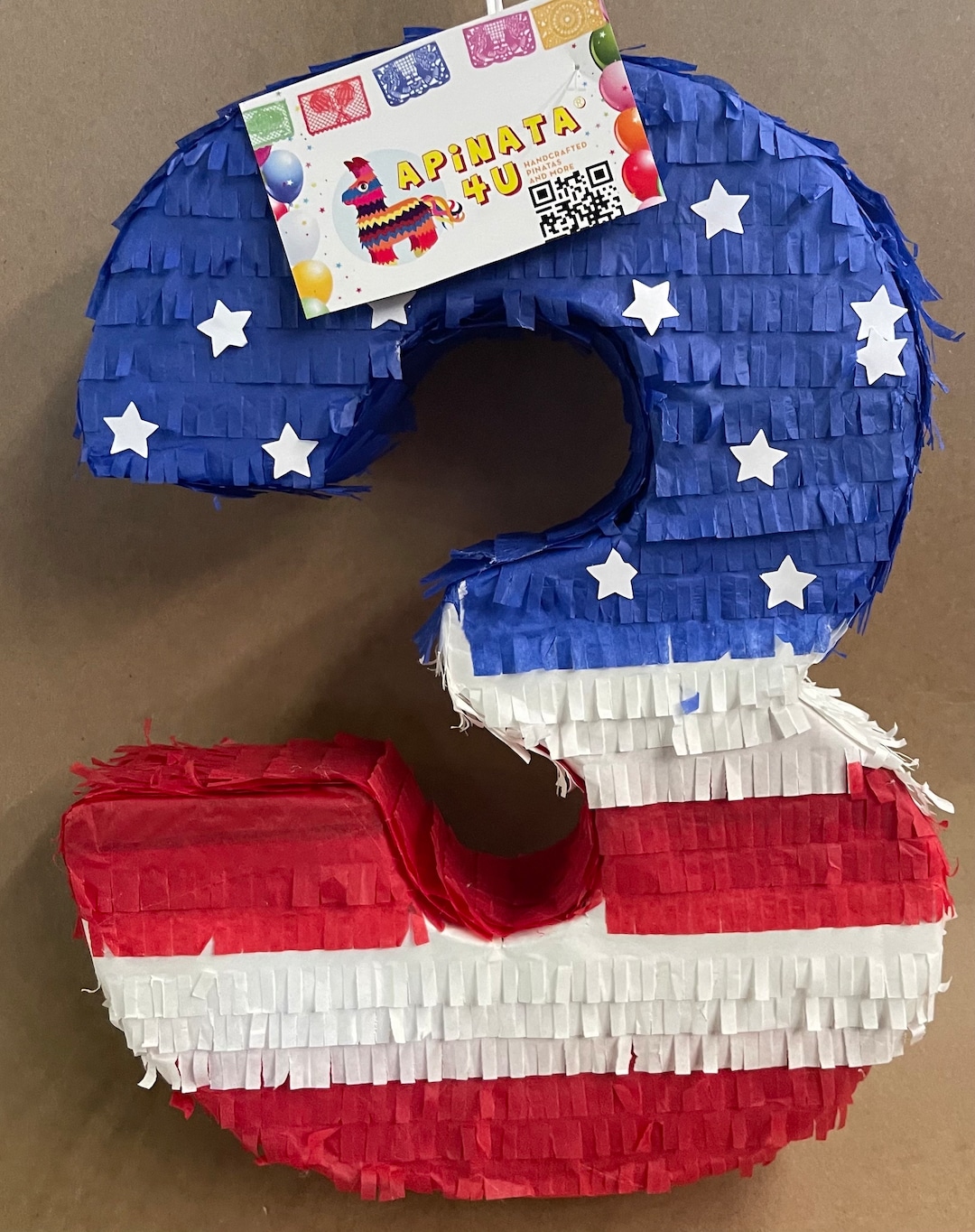 20'' Tall Number 3 Pinata in 3 Colors - Etsy