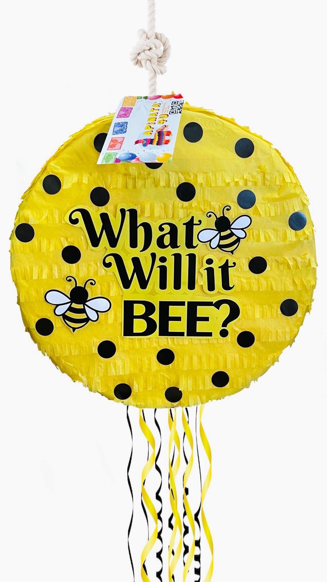 2-D Gender Reveal Pinata 16" What Will It Bee ?" Pull Strings or Whack ...