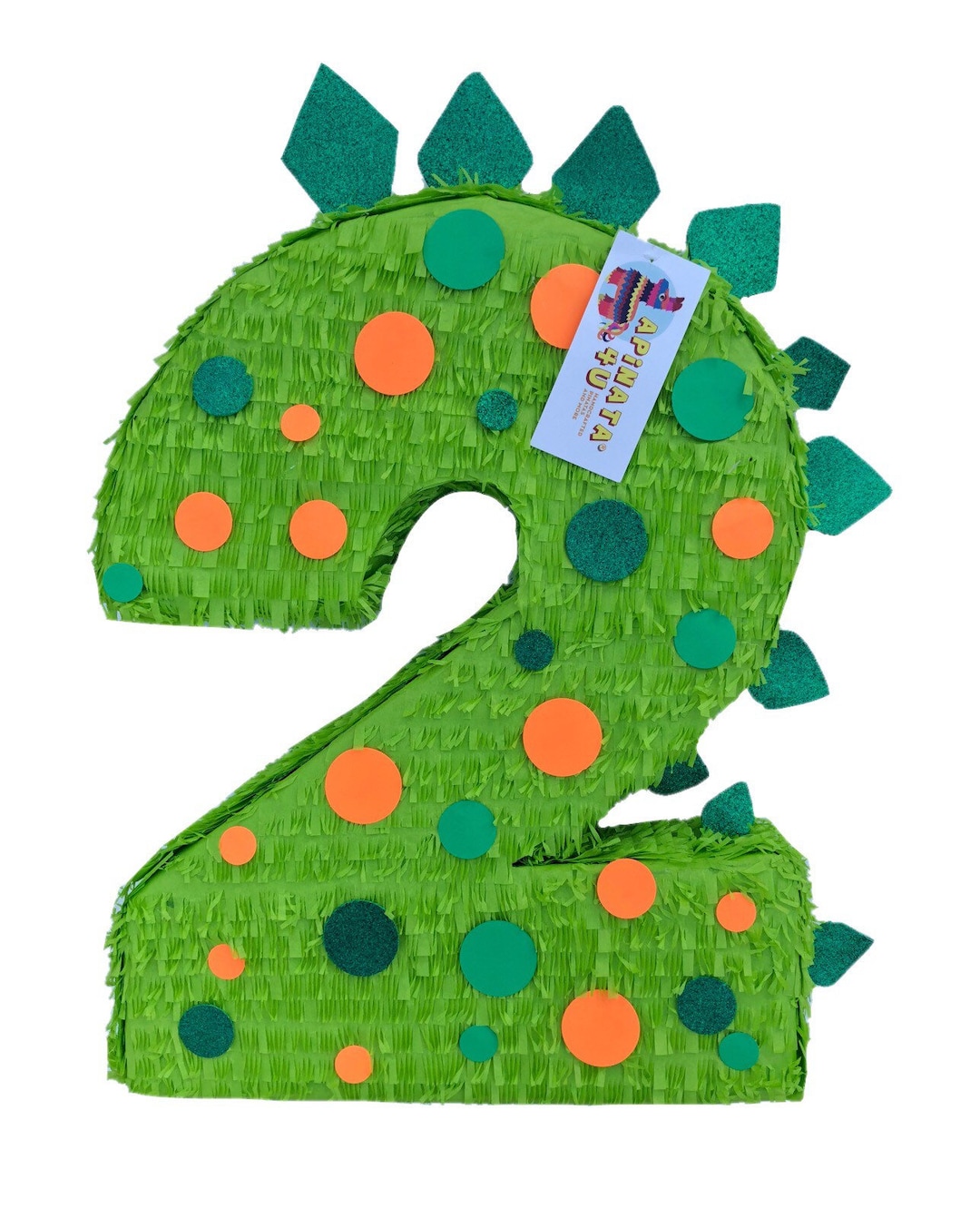 20'' Tall Number Two Pinata Second Birthday Pinata Bright Green ...