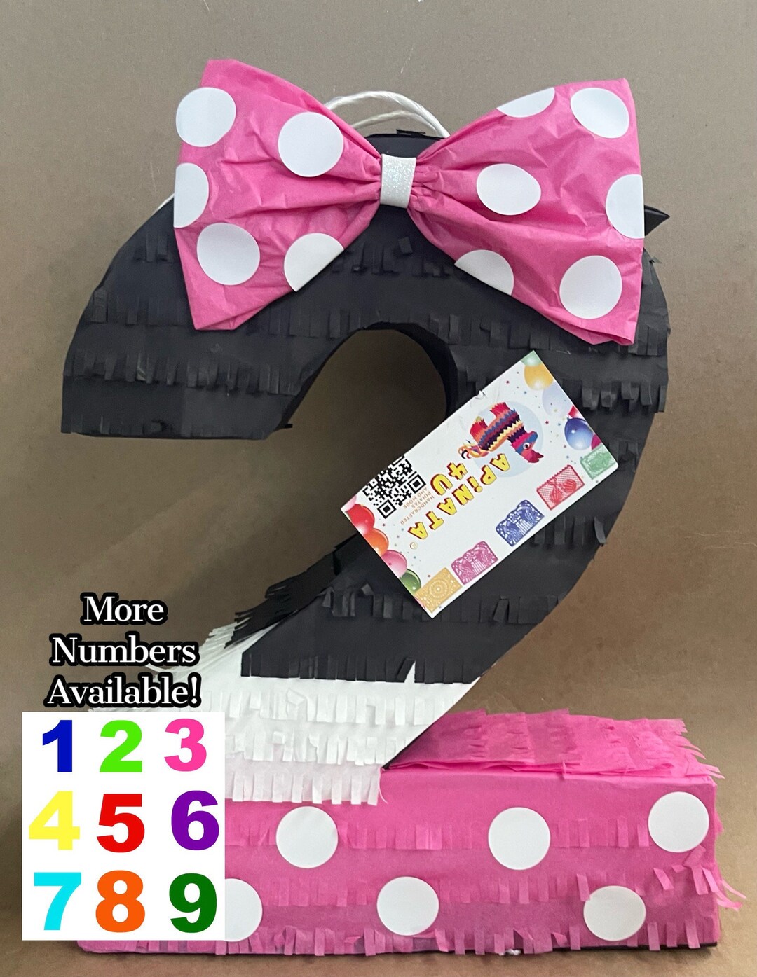 Polka Dot Number Pinata With Pink Bow, Perfect Second Birthday Parties ...