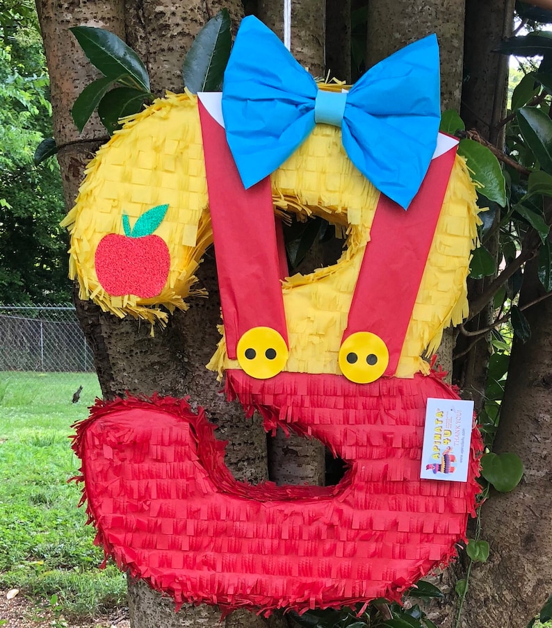 Custom Made Number Three Pinata With Blue Bow and Apple Accent - Etsy