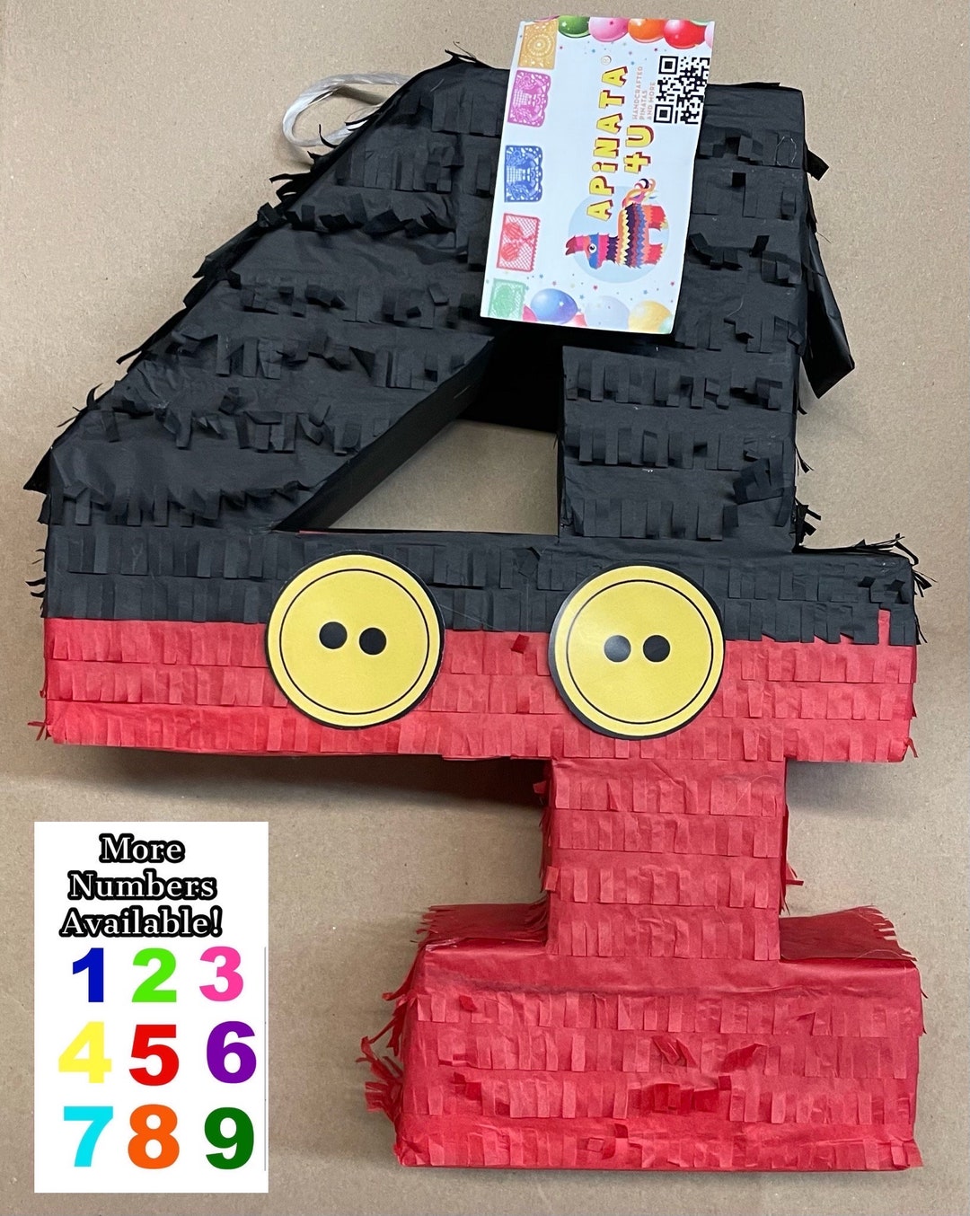 Sale! Ready to Ship! 20" Number Four Pinata Black & Red Color With ...