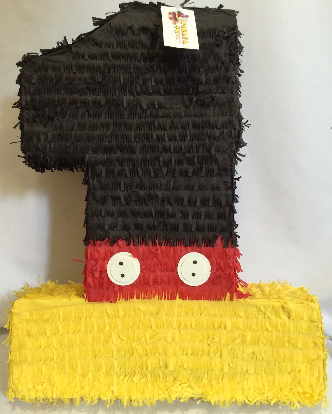 First Birthday Pinata With Buttons Number One Pinata Black Red Yellow ...
