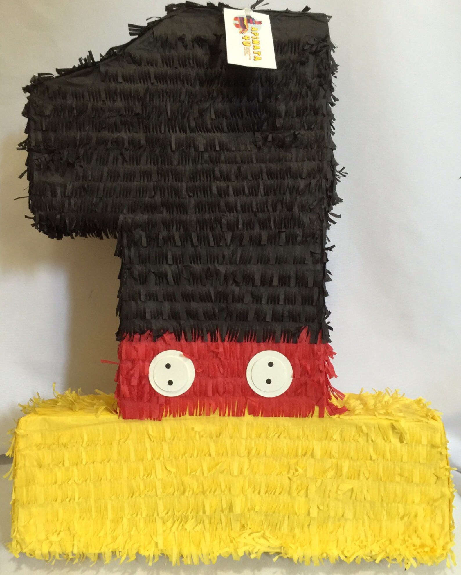 First Birthday Pinata With Buttons Number One Pinata Black Red - Etsy