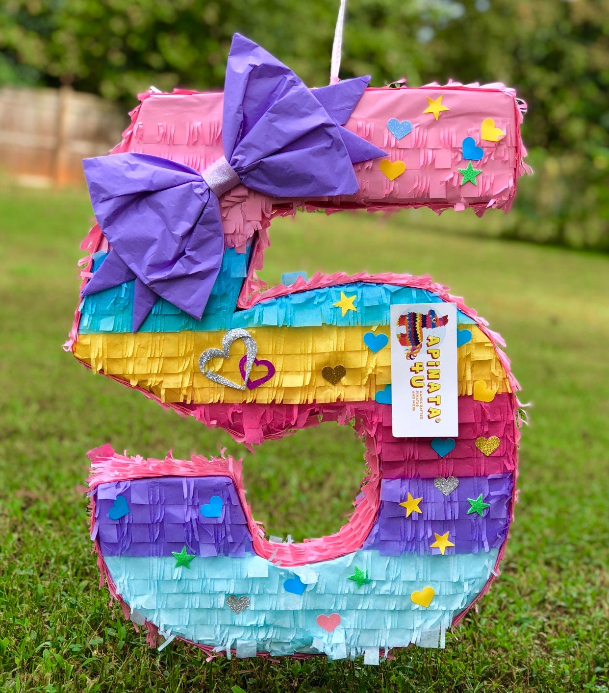 20” Tall Number Five Pinata Fifth Birthday Oversized Bow Accent Girly ...