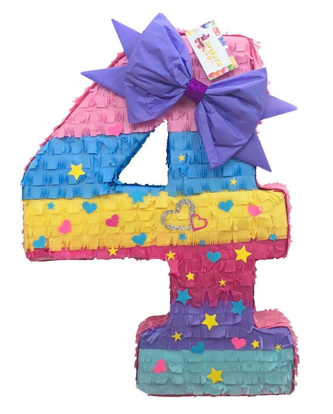 New! 20" Tall Number Four Pinata Fourth Birthday Girls Birthday Party ...