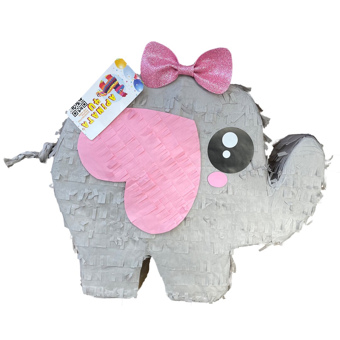 Adorable Elephant Pinata With Pink Bow, Baby Showers, Cute Animal Party ...