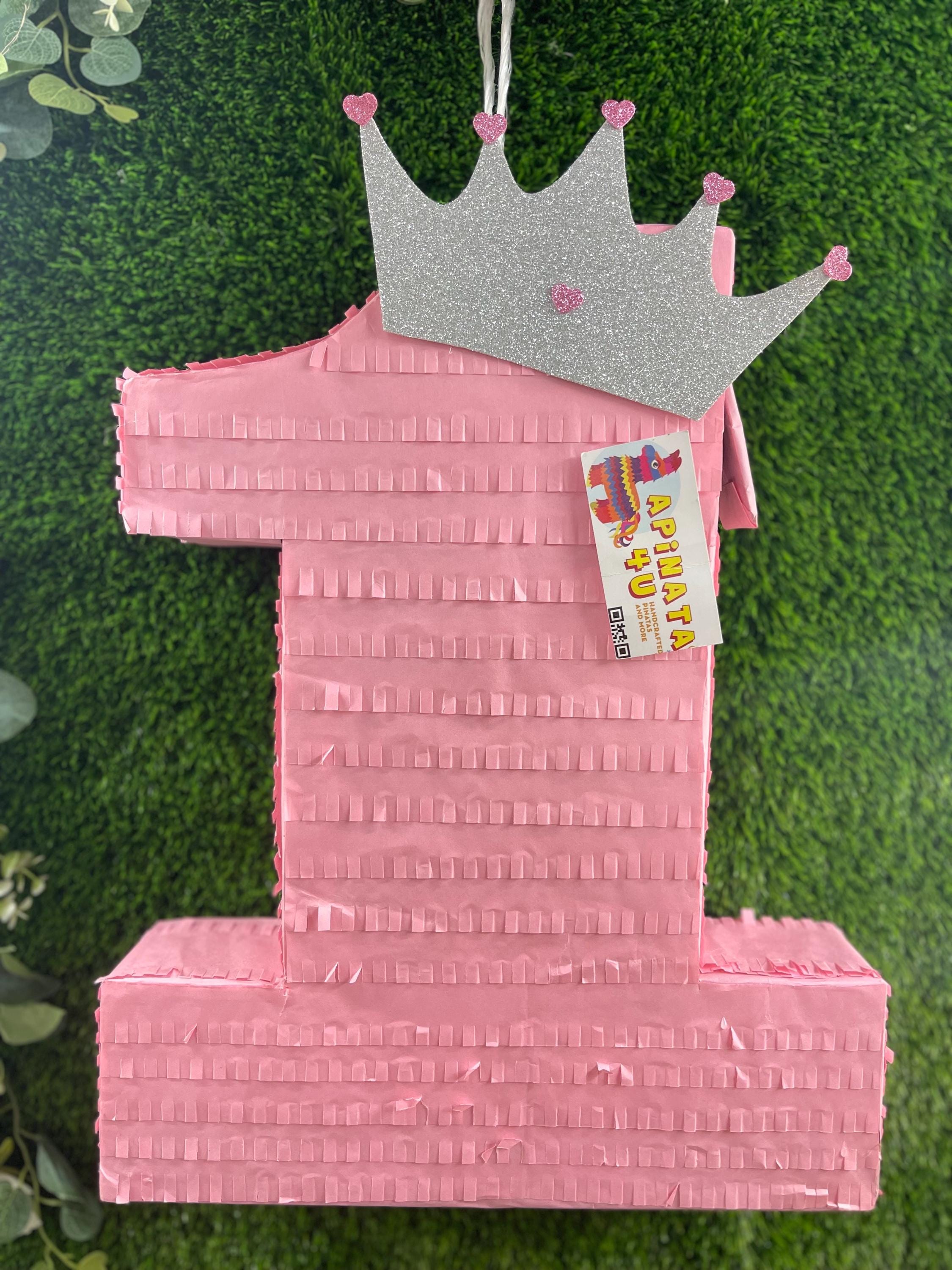 20'' Tall Number One Pinata Pink & Gold Silver Crown 1st Birthday First ...