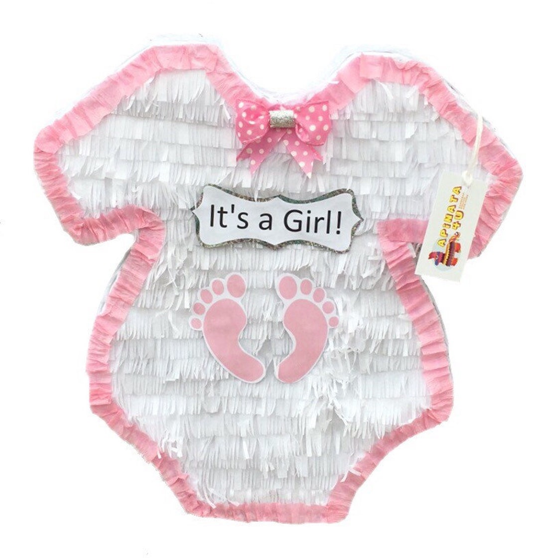 Sale! It's A Girl Baby Shower Pinata Onesie Shape Pink Color Footprints ...