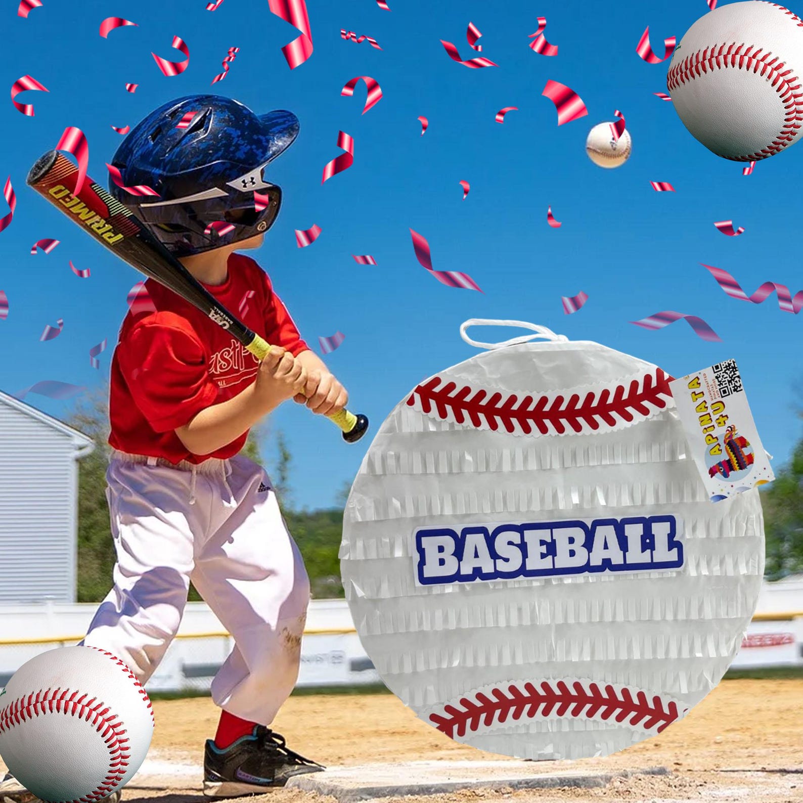 Baseball Round Shape Pinata, Sports Birthday Party Decorations ...