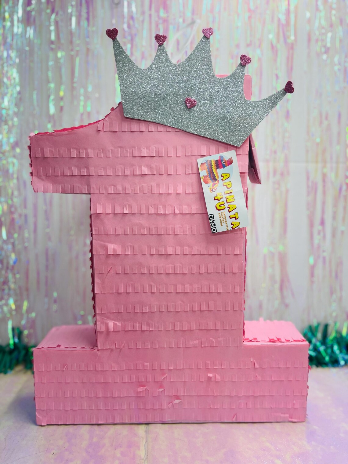 20'' Tall Number One Pinata Pink & Gold Silver Crown 1st Birthday First ...