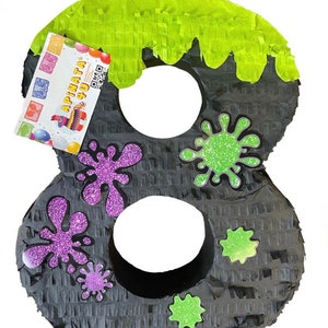 20'' Tall Number Eight Pinata Slime Theme Birthday Party Decoration ...