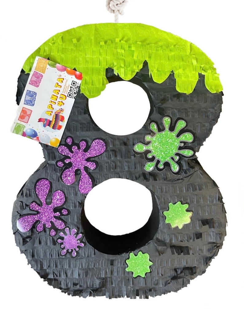 20'' Tall Number Eight Pinata Slime Theme Birthday - Etsy