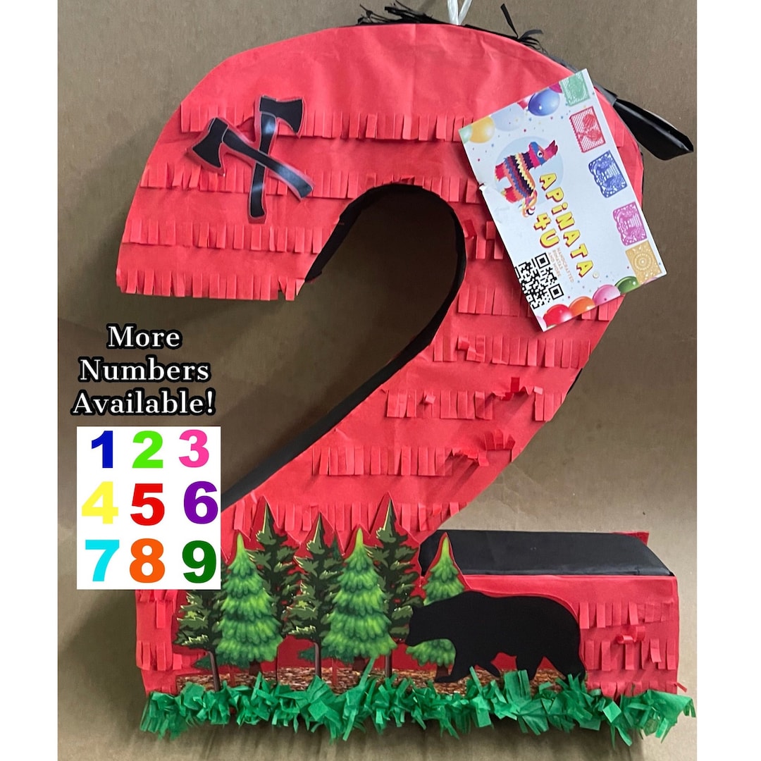 20'' Tall Number Two Piñata Second Birthday Lumberjack Themed Wild 2nd ...