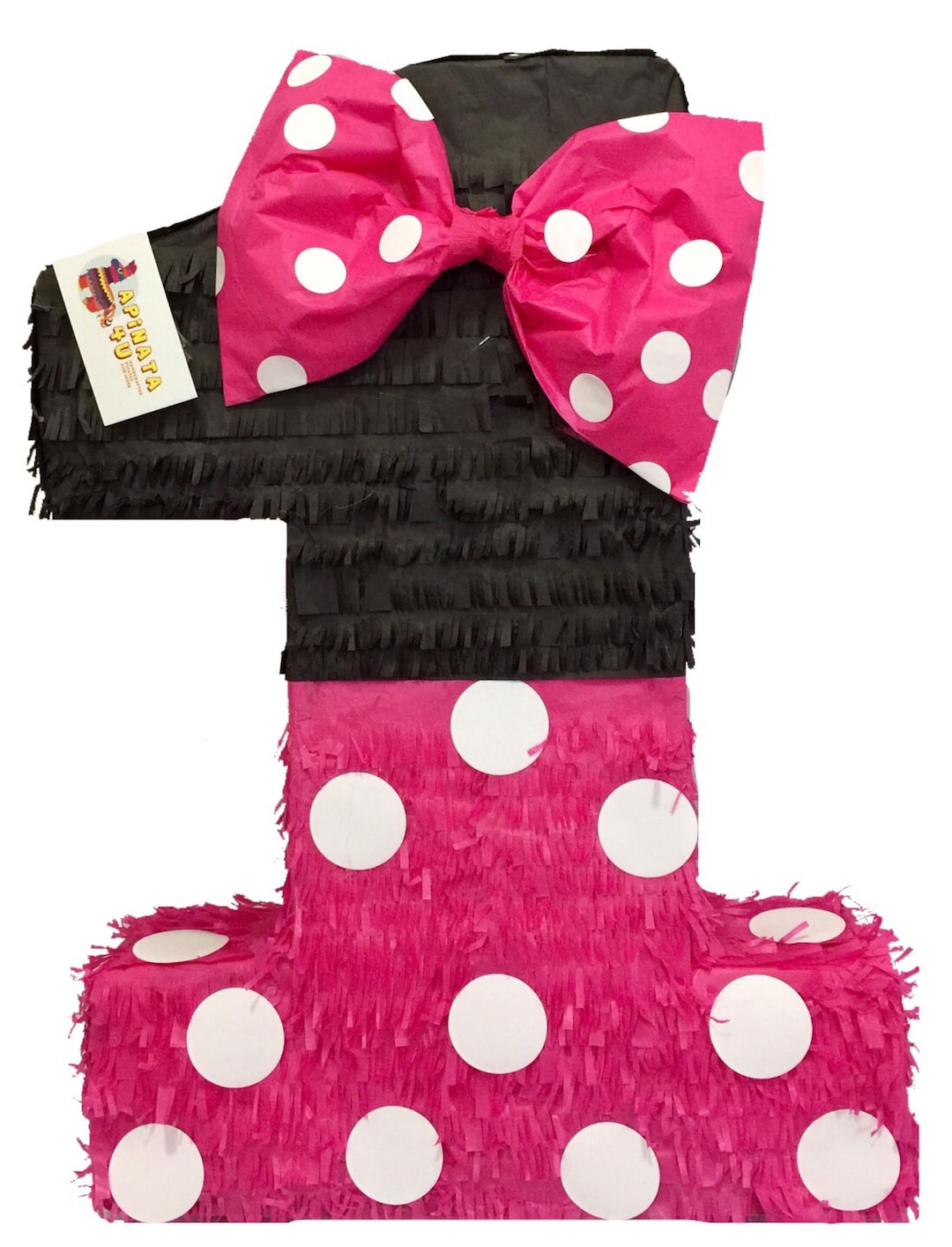 Number One Pinata, Hot Pink and Black, Mouse Themed First Birthday ...