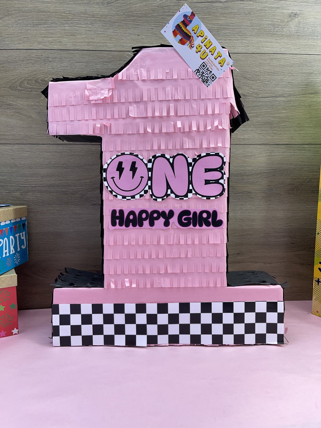 Number One Pinata, First Birthday Celebration, One Happy Girl Pink ...