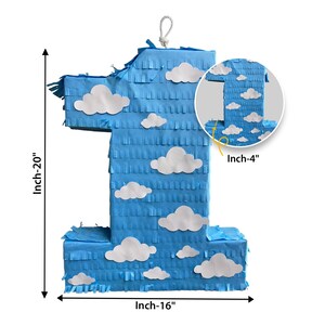 Cloud Themed Number 1 Pinata for 1st Birthday Party Celebrations, Kids ...