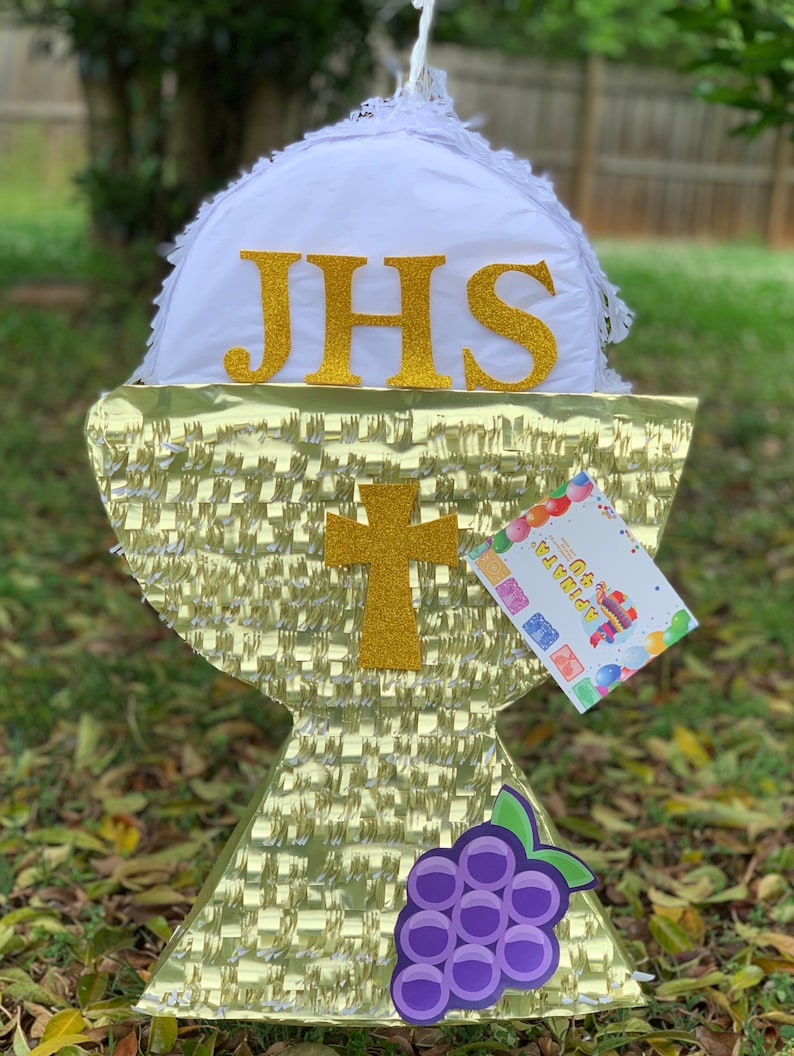 Cáliz Piñata Oro y Blanco Color Bautismo Primera Comunión - Etsy México