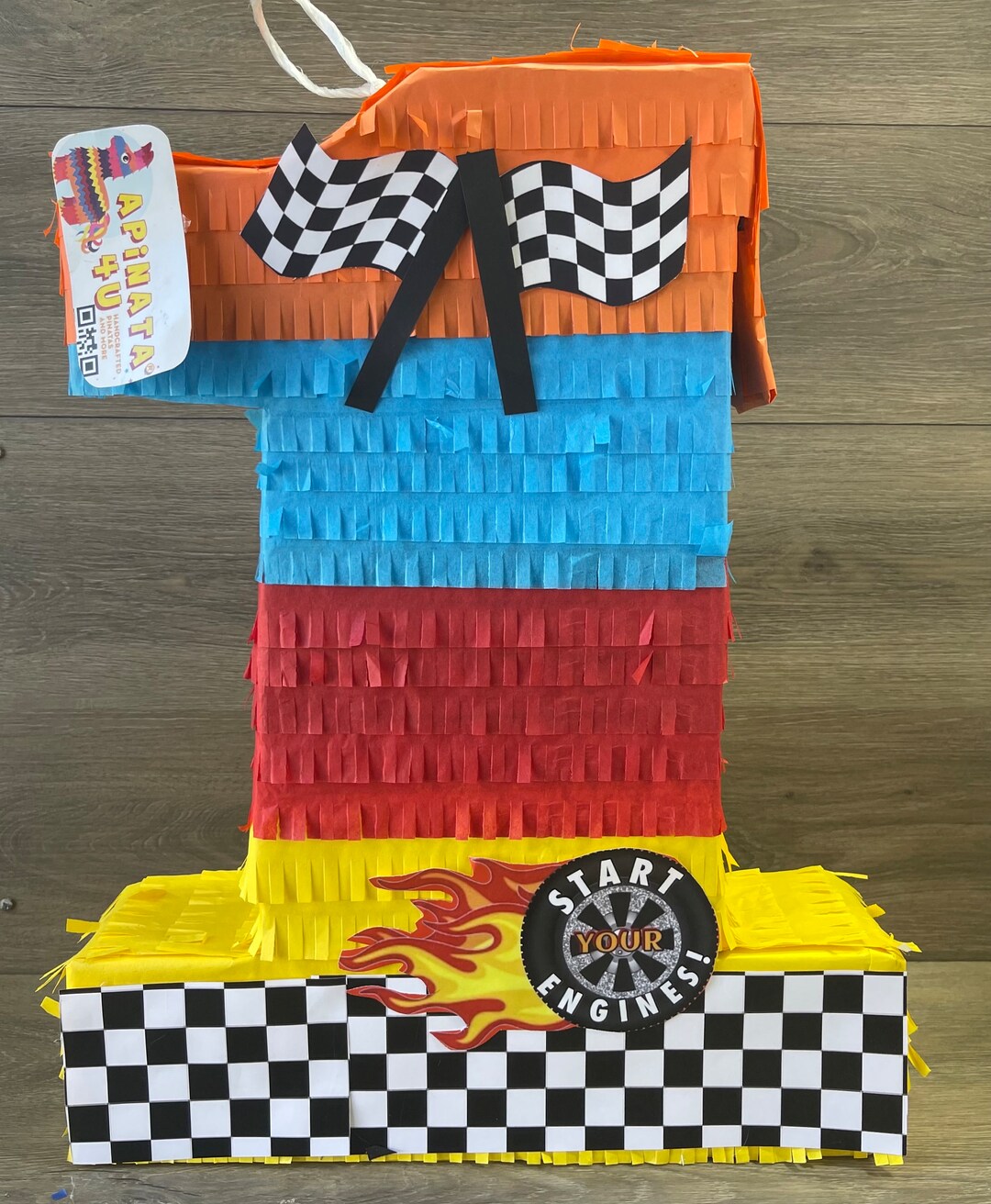 Custom Race Car Themed Number Pinata, Birthday Party Decoration ...