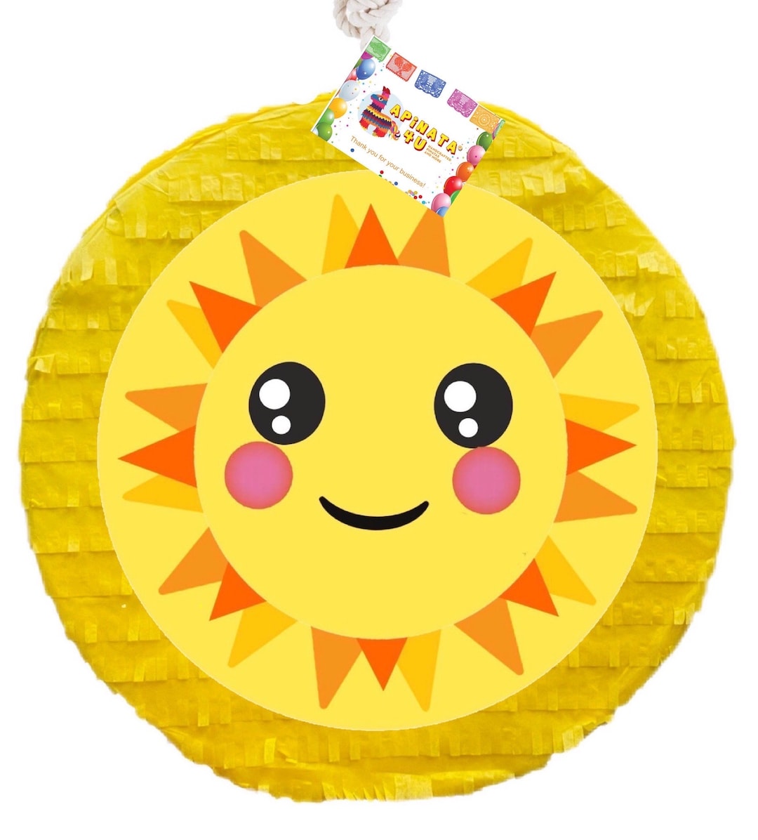 Yellow Smiling Sunshine Pinata, Sun Theme Party Decoration, Tropical ...