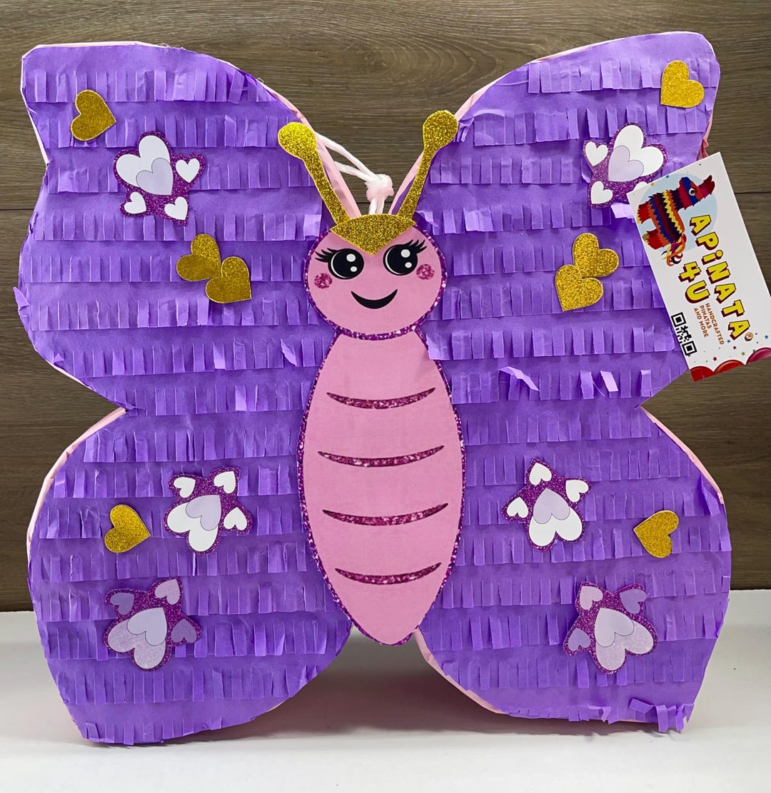 Handmade Pink & Purple Butterfly Pinata, Girl Birthday Party Decoration ...