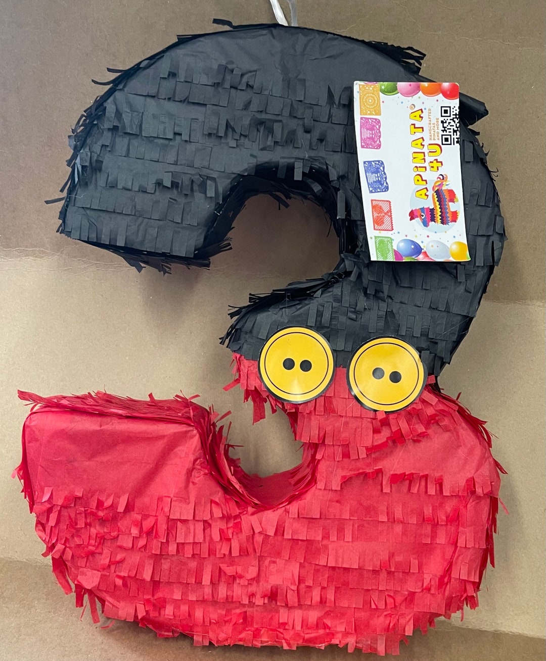 Sale! Ready to Ship! 20" Number Three Pinata Black & Red Color With ...