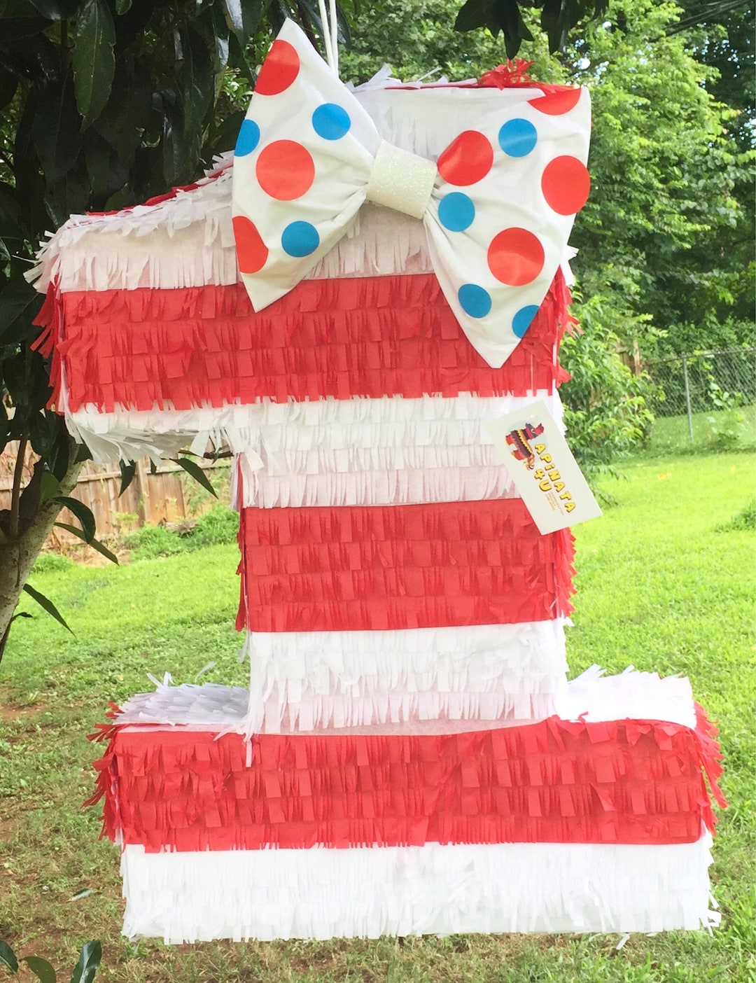 20'' Tall Red & White Number One Pinata With Bow - Etsy