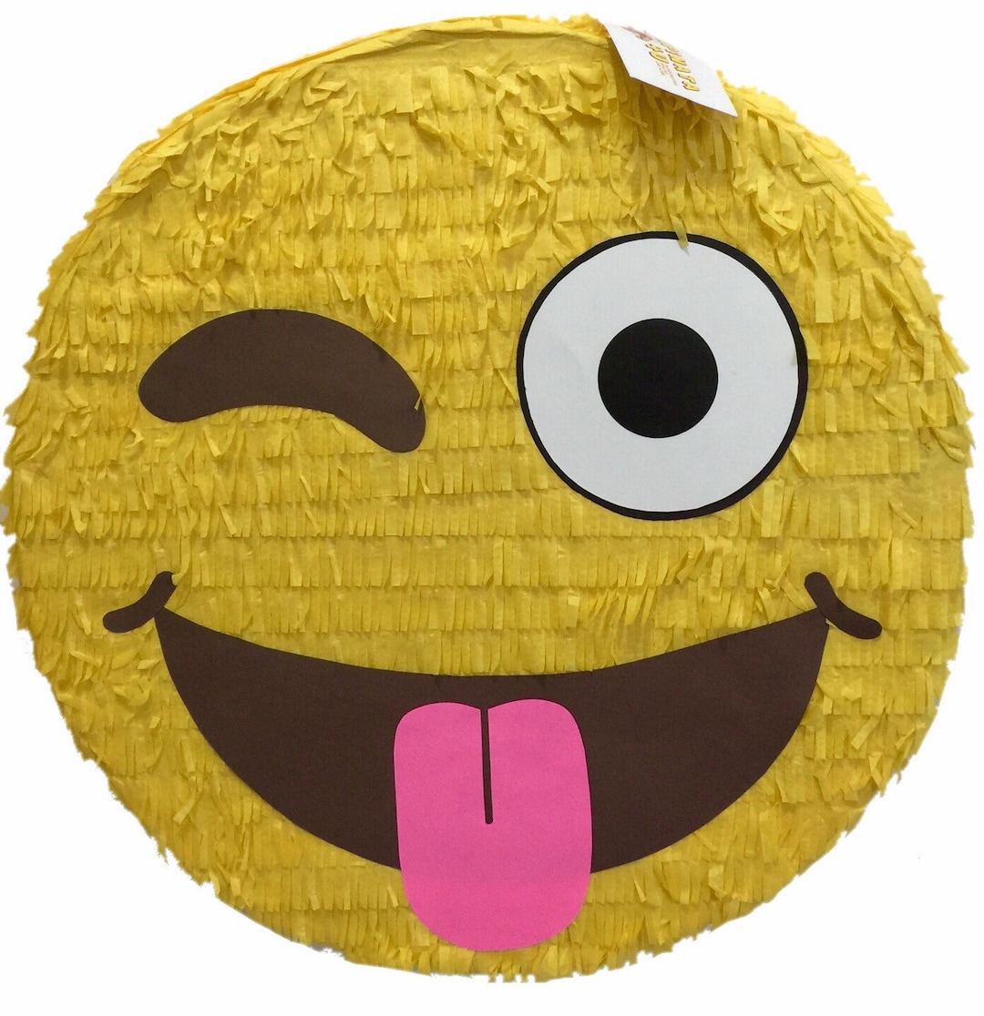 Yellow Smiley Emoji Pinata With Tongue Out, Perfect for Birthday Party ...