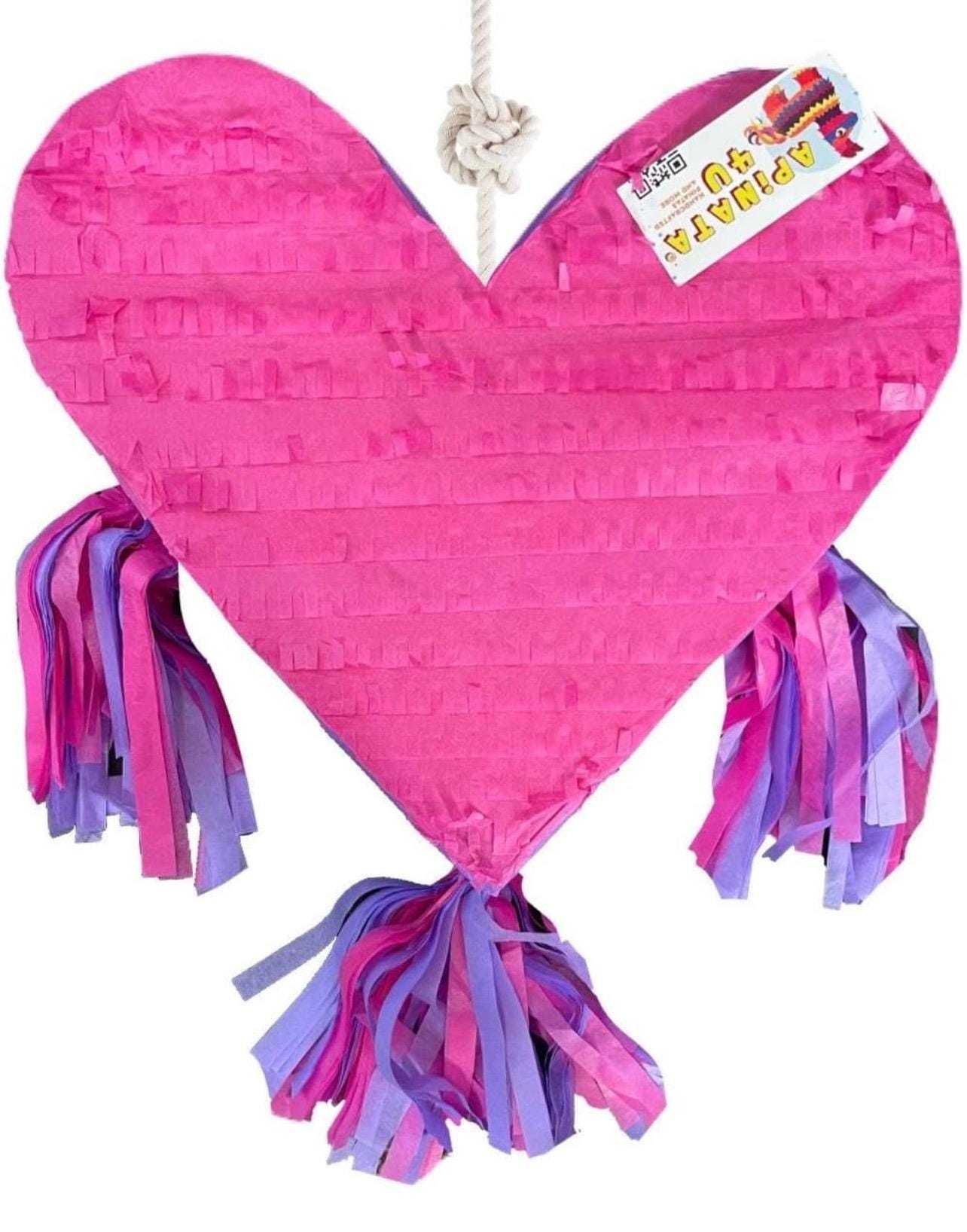 Hot Pink Heart Pinata With Hanging Streamers - Etsy