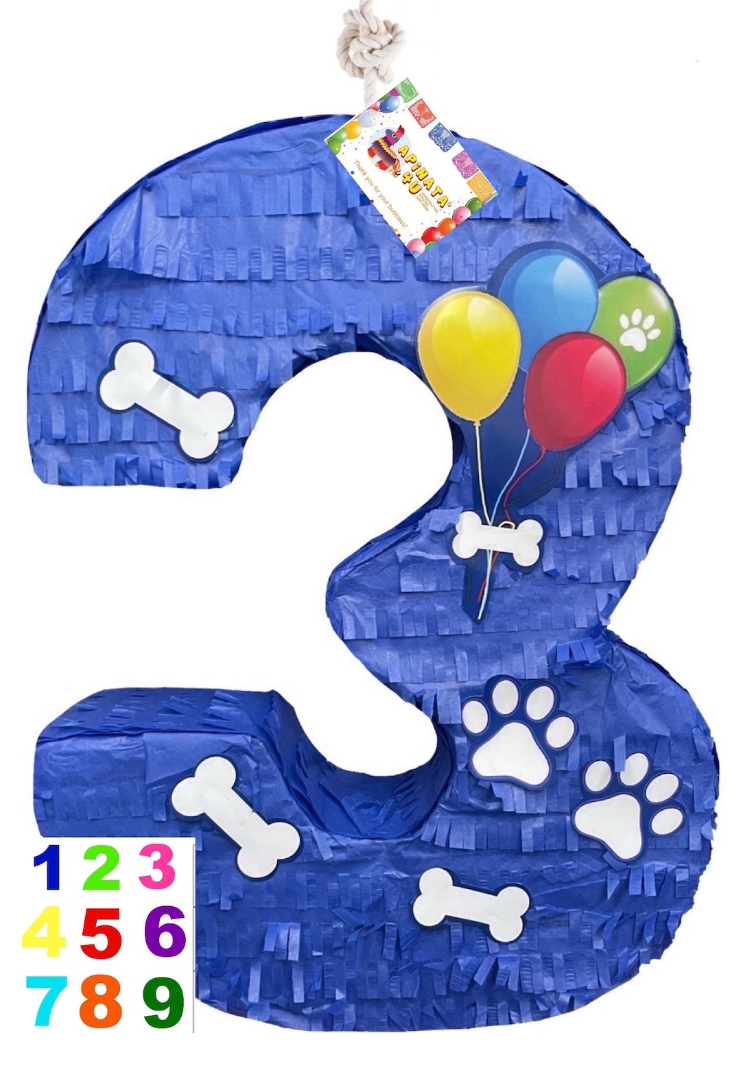 Sale! 20” Dog Puppy Themed Number Three Pinata Pinata Blue Color More ...