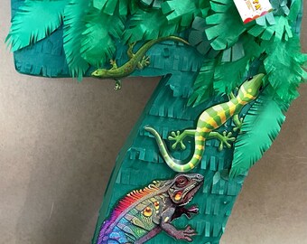 Sale 20 Tall Lizzards Themed Number Six Pinata Green Color 6th Birthday ...