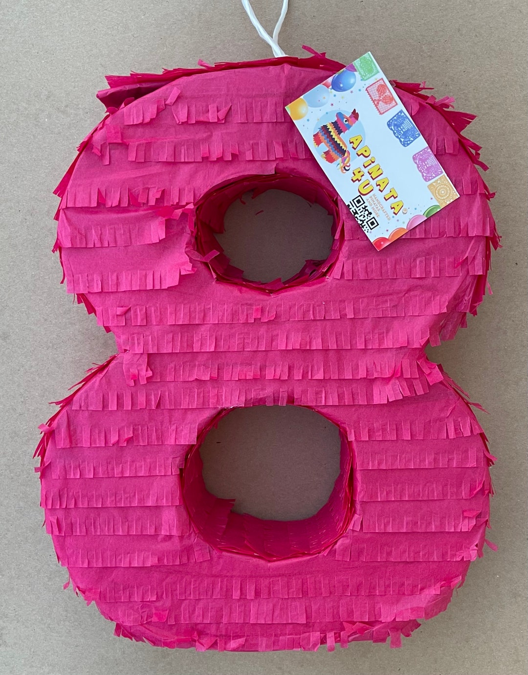 Large Pink Number 8 Pinata, Partie Celebrations, Handmade Party Pinata ...