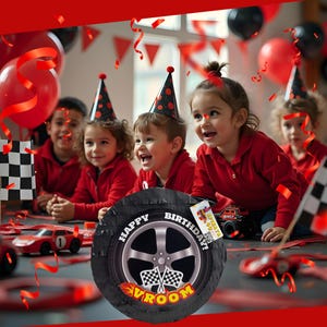 Race Car Tire Pinata, Black Checkered Flag Design, Motorsport Theme ...