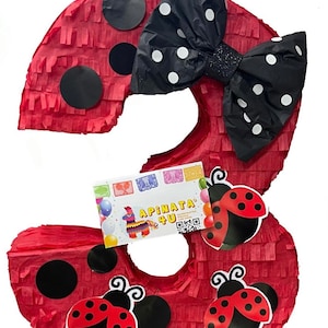 20'' Tall Number Seven Pinata Red & Black Polka Dots Ladybug Themed - Etsy
