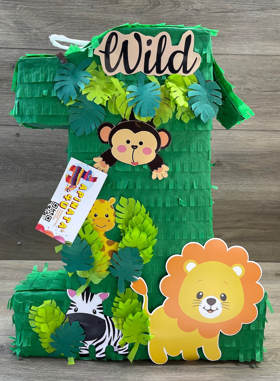 Number One Animal Themed Pinata for 1st Birthday, Zoo Animal Fun Party ...
