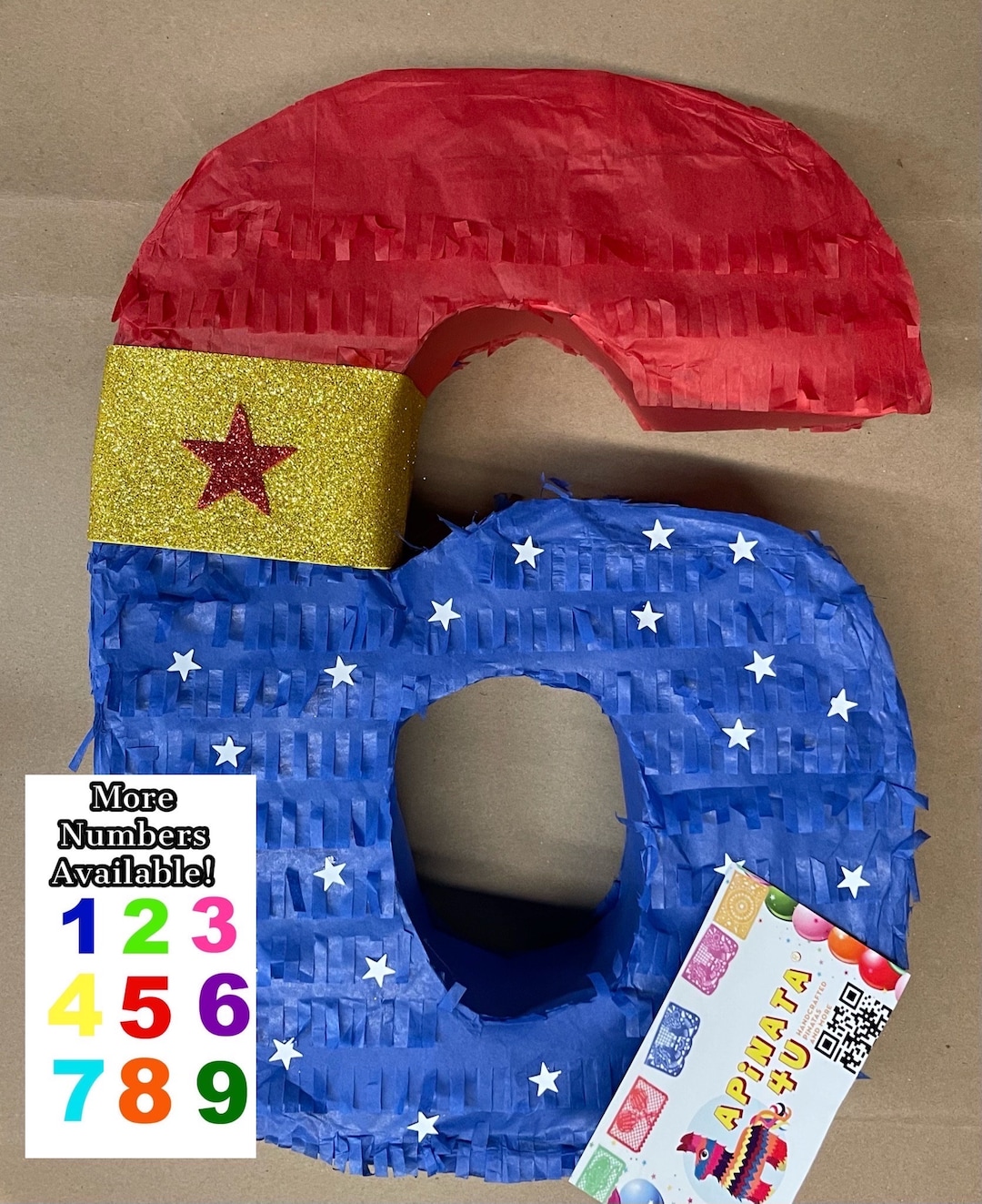 20'' Tall Number Six Piñata Super Hero Inspired 6th Birthday Party ...