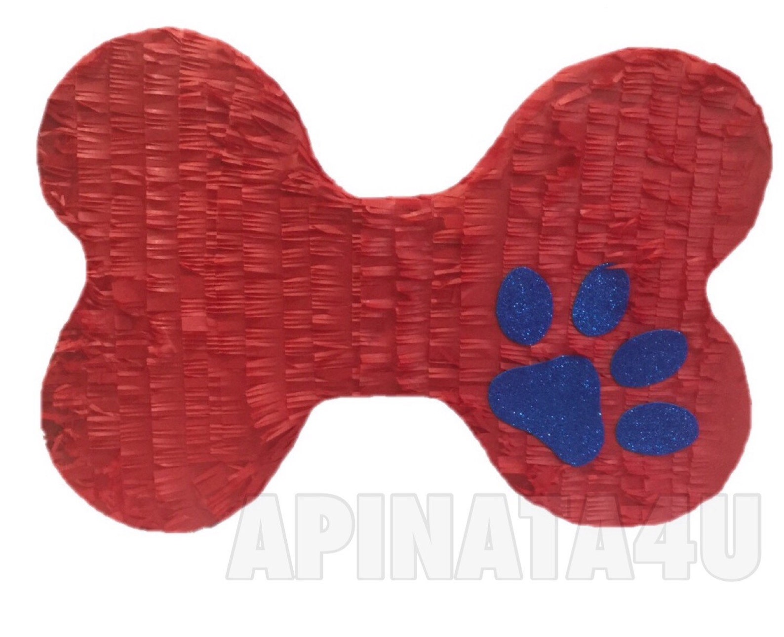 Red Dog Bone Piñata With Blue Paw Print - Etsy