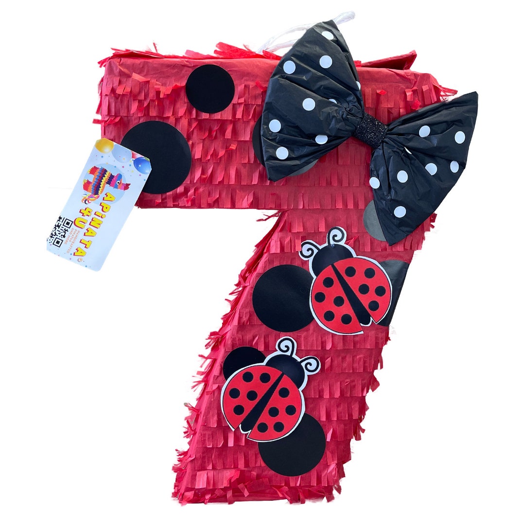 20'' Tall Number Seven Pinata Red & Black Polka Dots Ladybug Themed - Etsy