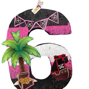20 Inch Tall Number Six Pirate Pinata, Pirate Birthday Celebration ...