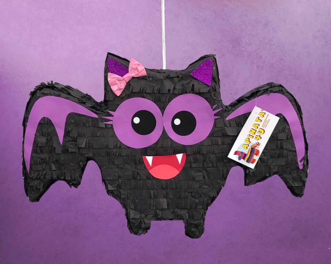 New! Halloween Girly Bat Pinata Black Color & Purple Accents Halloween ...