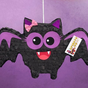 New! Halloween Girly Bat Pinata Black Color & Purple Accents Halloween ...
