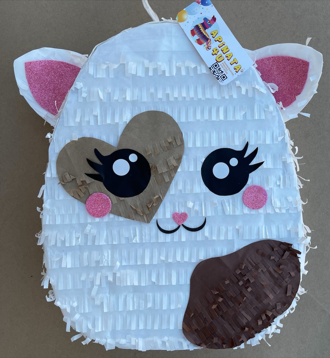 New! Cute Egg Shape Kitty Cat Plush Look Pinata 20” Tall Squeeze Pillow ...