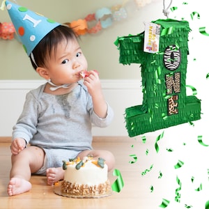 Safari Jungle Themed 1st Birthday Pinata, Animal Print Birthday Party ...