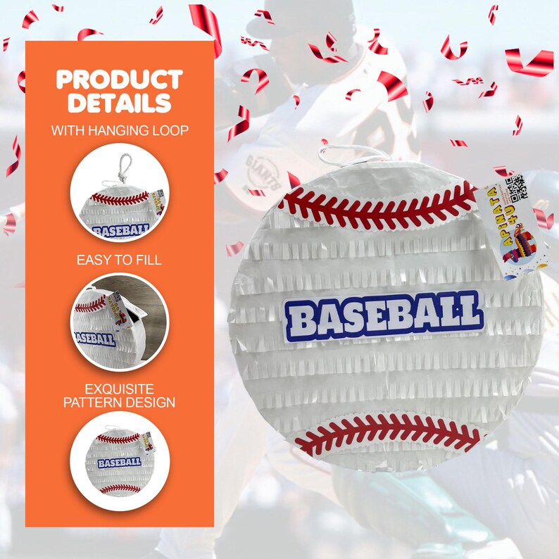 Baseball Round Shape Pinata, Sports Birthday Party Decorations ...