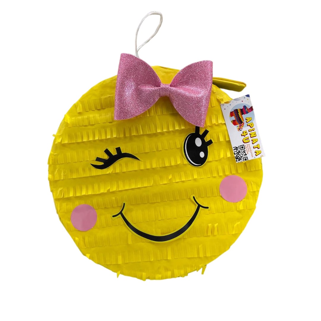 Yellow Emoji Themed Party Pinata With Pink Bow, Teens Kids Birthday ...