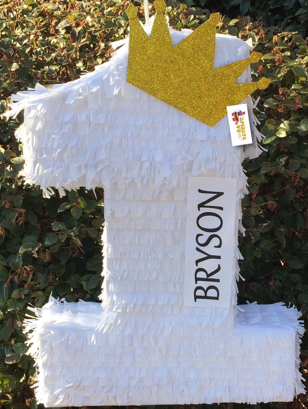 20" Tall Number One Pinata Prince Pinata With Gold Crown for First Birthday 1st Bday Little ...